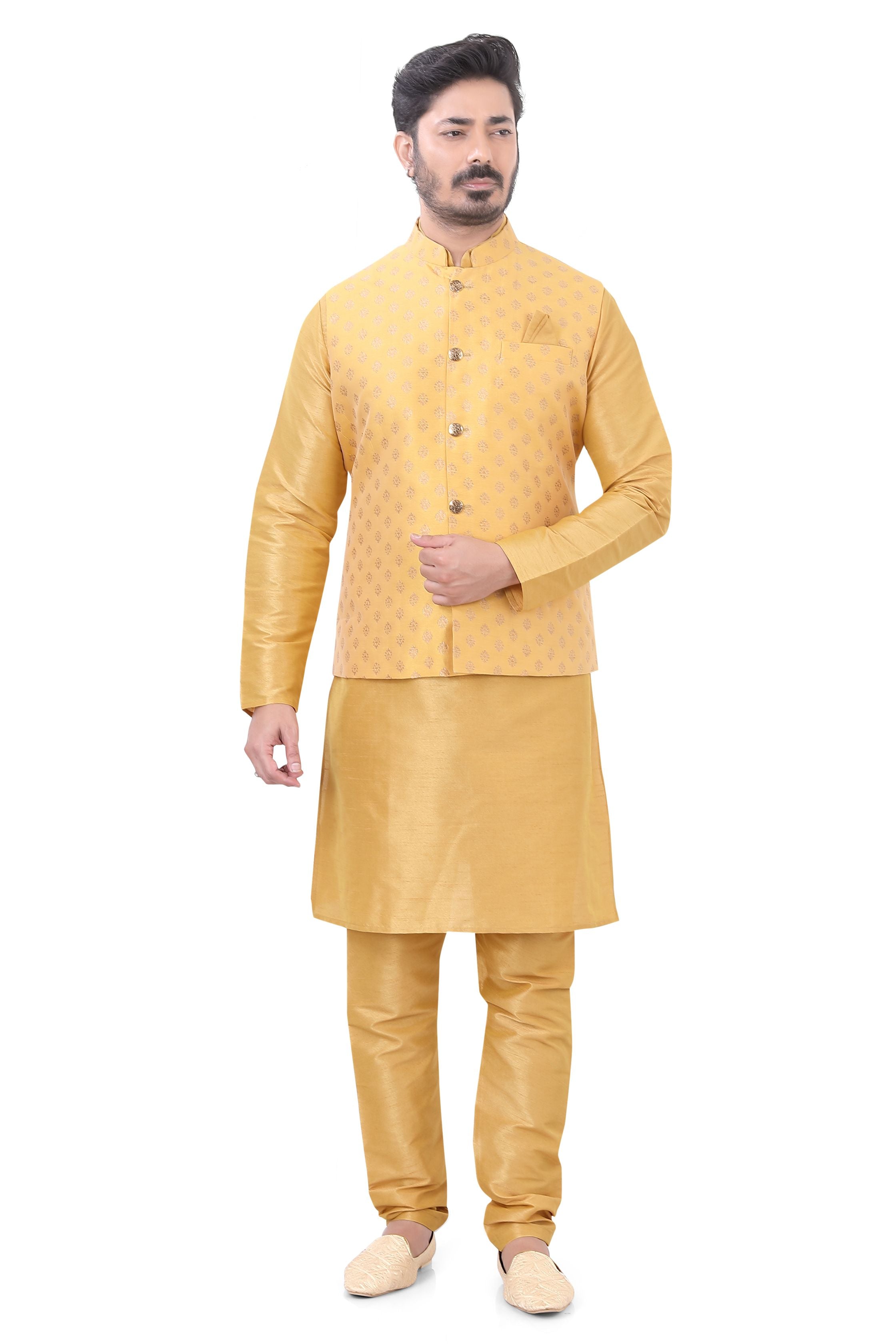 Modi Jacket set in Mustard color at Dapper Ethnic