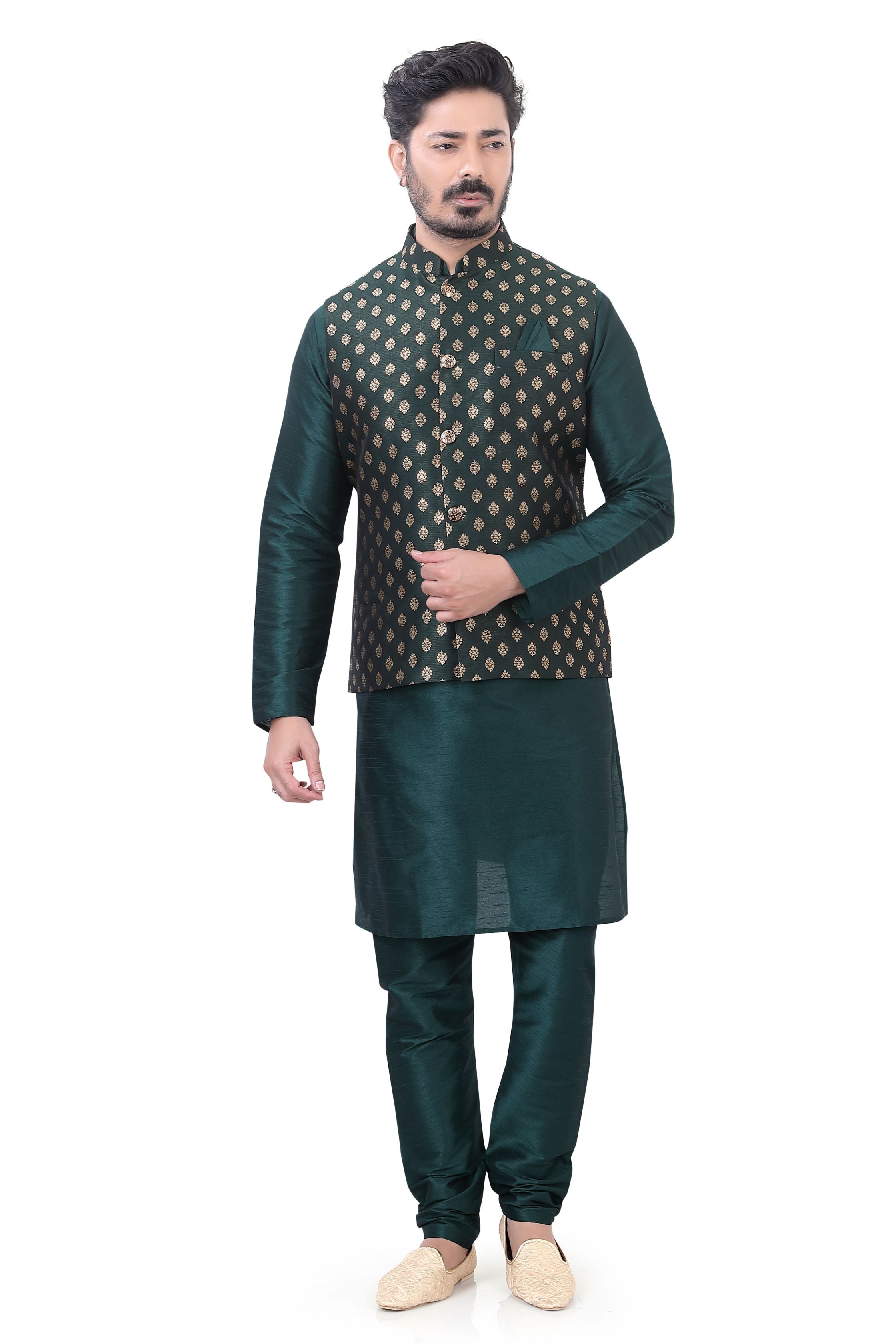 Modi Jacket set in Bottle Green color at Dapper Ethnic